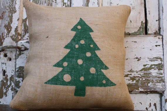 Burlap Christmas Tree Pillow Cover Throw Pillow 12x16 | Etsy