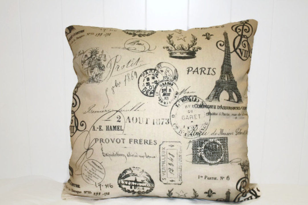 Decorative French Script Pillow Cover - Etsy
