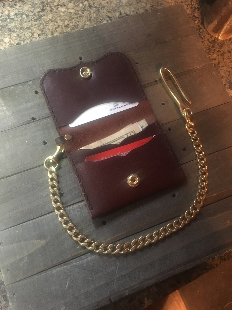 Slim Wallet Card Holder Chain Wallet brown - Etsy Singapore