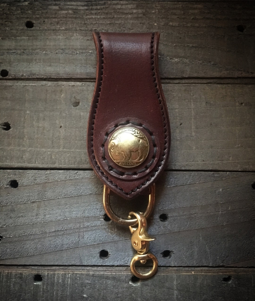 Belt Fob (brown/brass) - Etsy