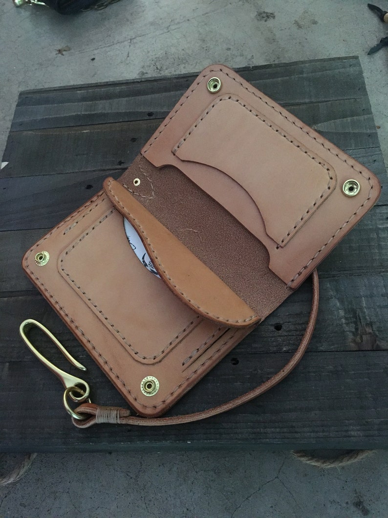 Handmade Biker Wallet Trucker Wallet Chain Wallet Natural | Etsy