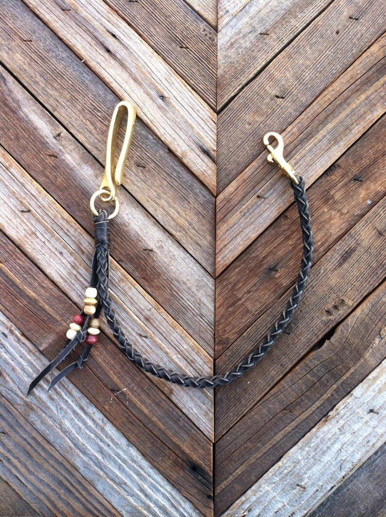 Braided Leather Wallet Chain - Etsy