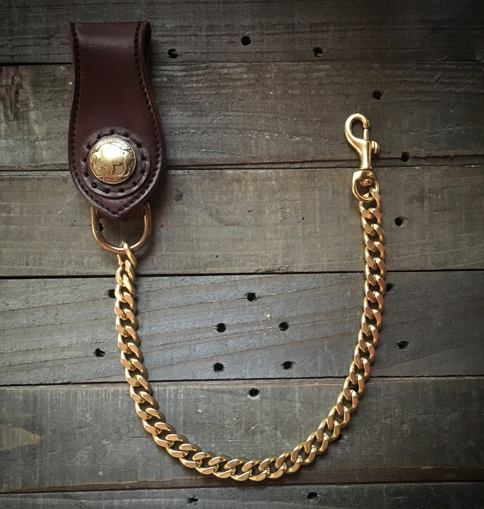 Belt Fob With Chain (brown/brass) - Etsy