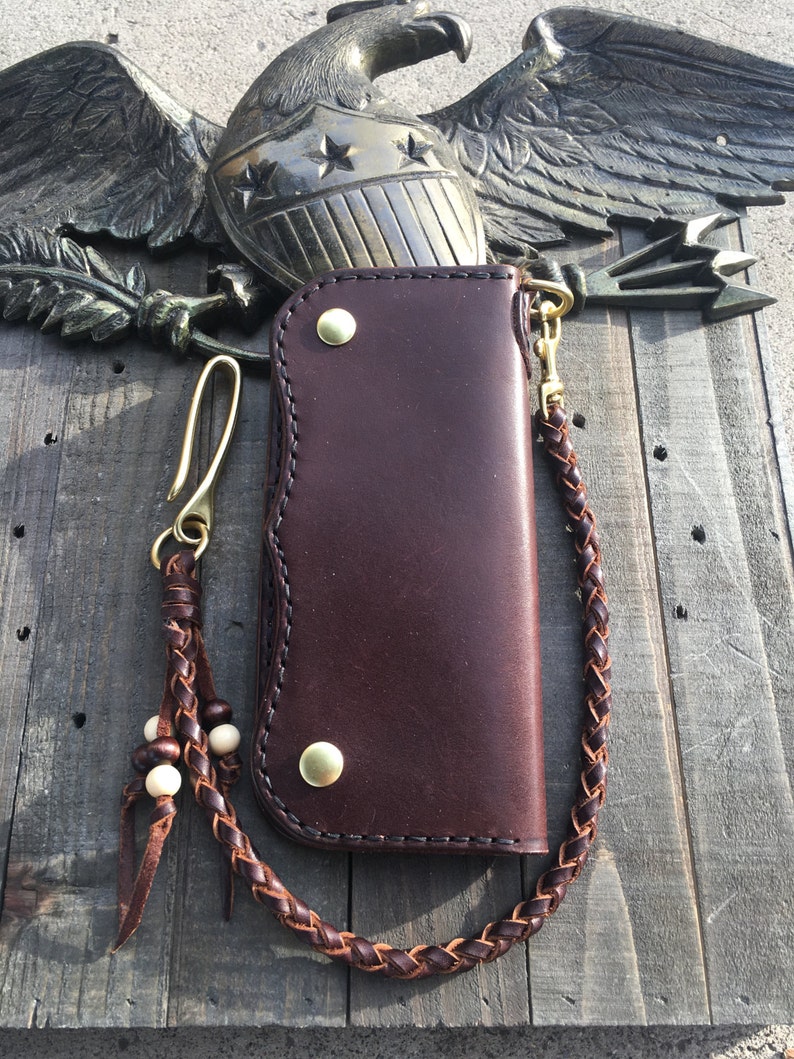 Handmade Leather Long Wallet Biker Wallet Chain Wallet Trucker - Etsy