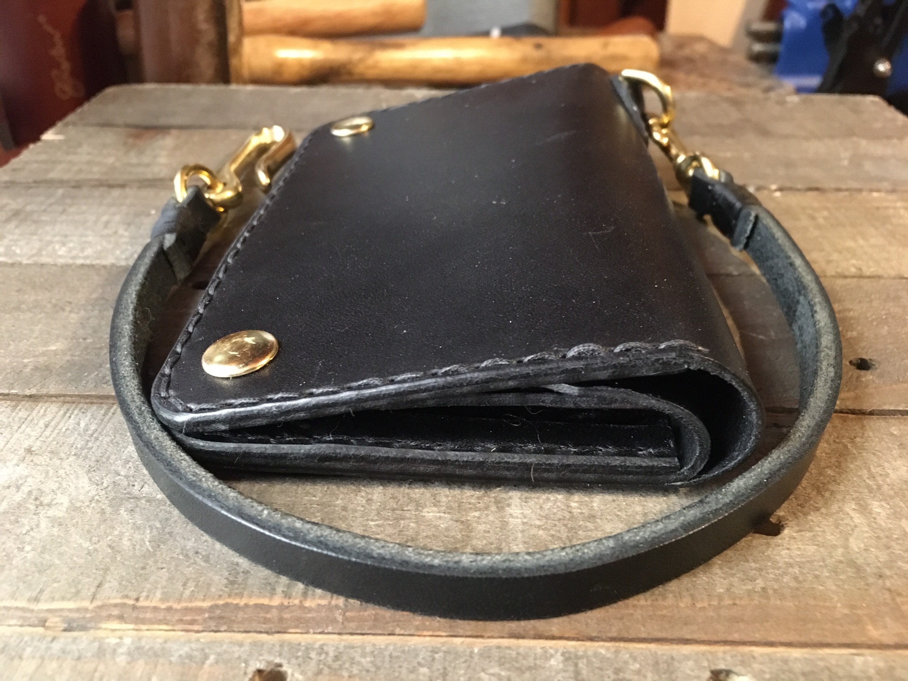 Handmade Biker Wallet Trucker Wallet Chain Wallet (black/brass) - Etsy