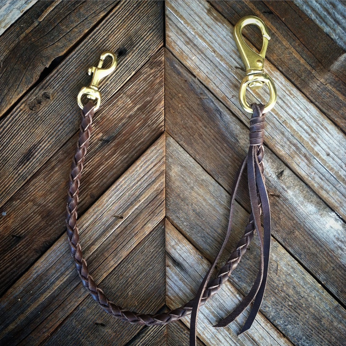Braided Leather Wallet Chain - Etsy