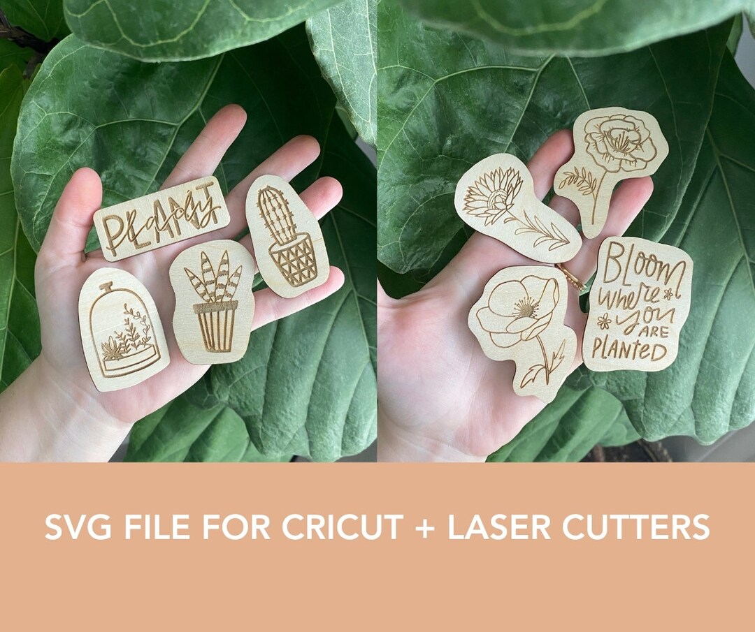 SVG DIGITIAL FILE / Floral Bloom Magnets Set of 8 / Wooden Magnets ...