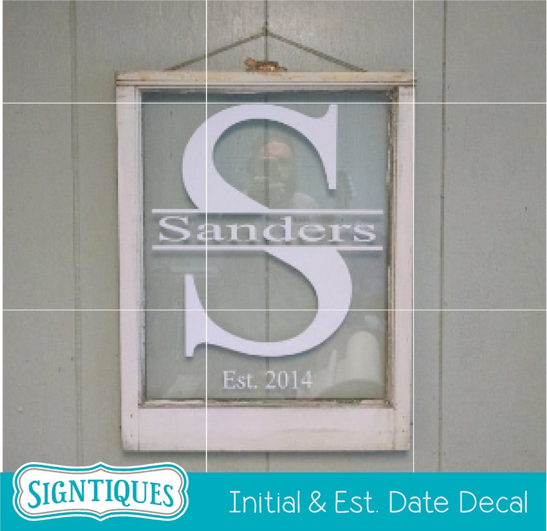 Initial Last Name Monogram Window Pane Wall Decal Sticker Vinyl Wedding ...
