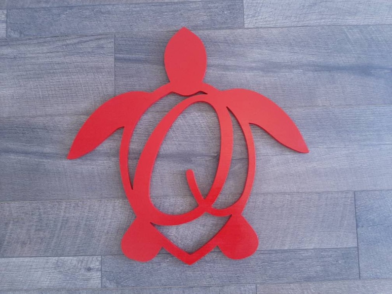 Turtle Monogram Last Name Initial Wooden Letter Front Door | Etsy