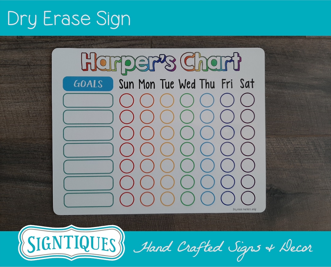 Dry Erase Chore Chart- Reusable Chart for Kids- Home Chores Chart ...