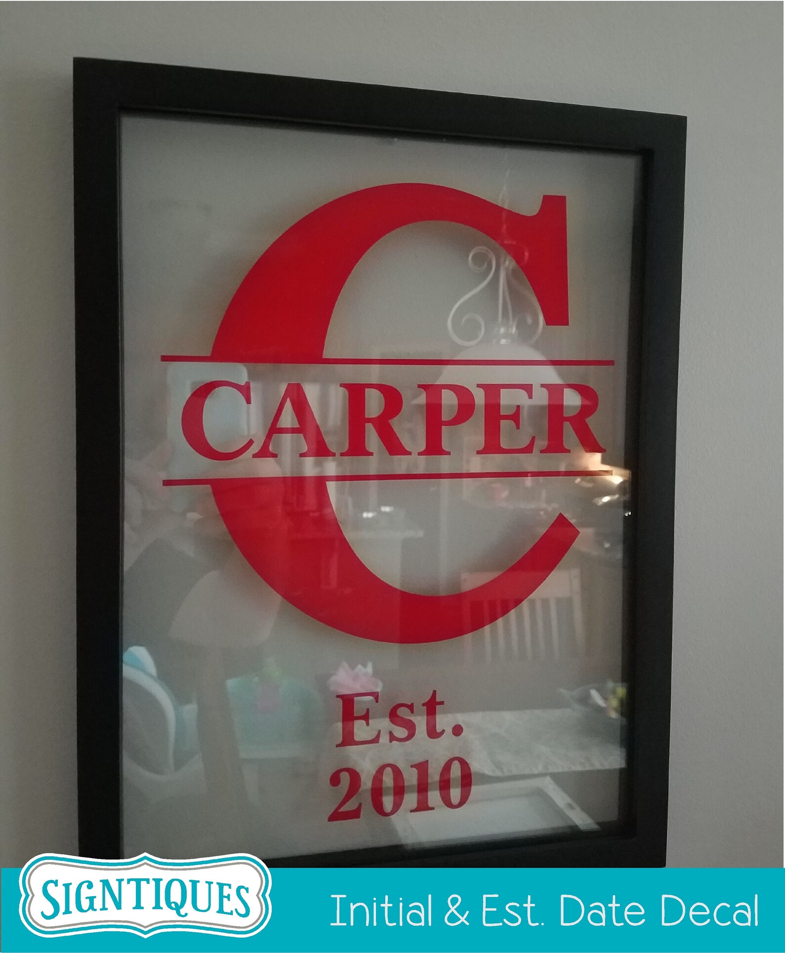 Initial Last Name Monogram Window Pane Wall Decal Sticker | Etsy