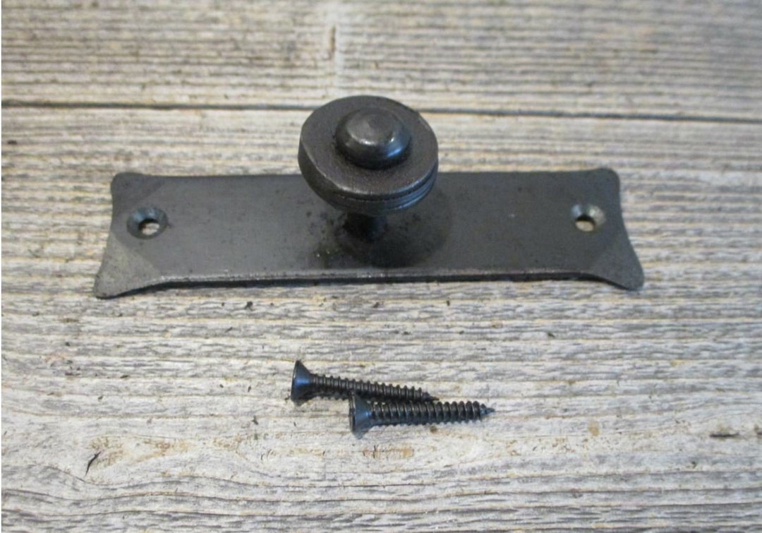 Set of 2 Hand Forged Iron Industrial Black Knob Pulls- Cabinet, Drawer ...