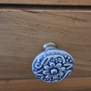 Set of 2 Ceramic Vintage Style Blue Knobs 1.34 Drawer Pull Knobs - Etsy