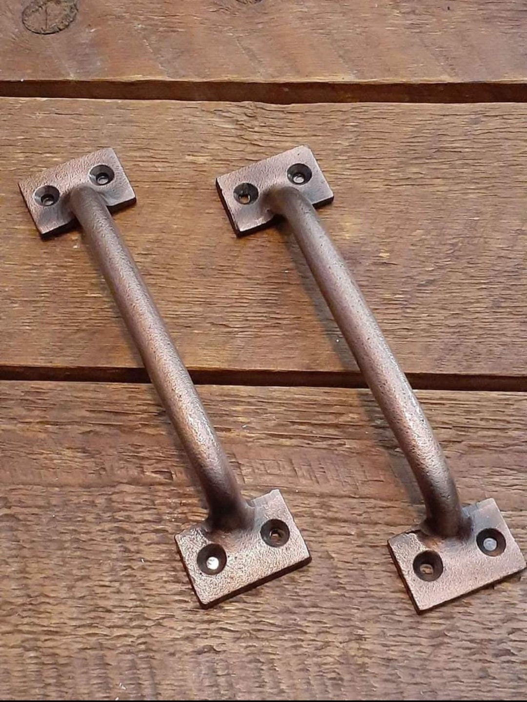 Set of 2 Cast Iron Antiqued Copper Farmhouse 6" Handles for Drawers ...