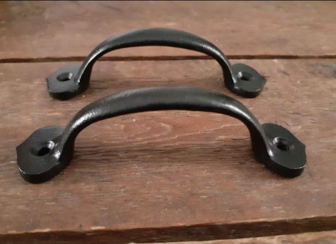 Set of 2 Cast Iron Farmhouse Antique Black Spade Handle Pulls - Etsy