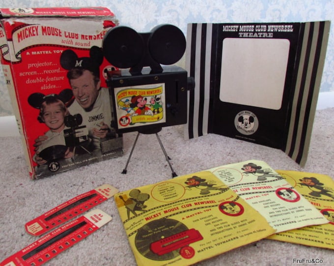 Mickey Mouse Club Newsreel With Projector, 3 Records, 6 Slide Reels ...