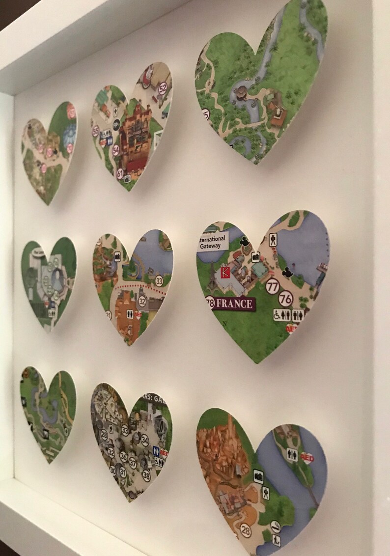 Disney Map Wall Art 3D Wall Art Disney Hearts Disney Map - Etsy
