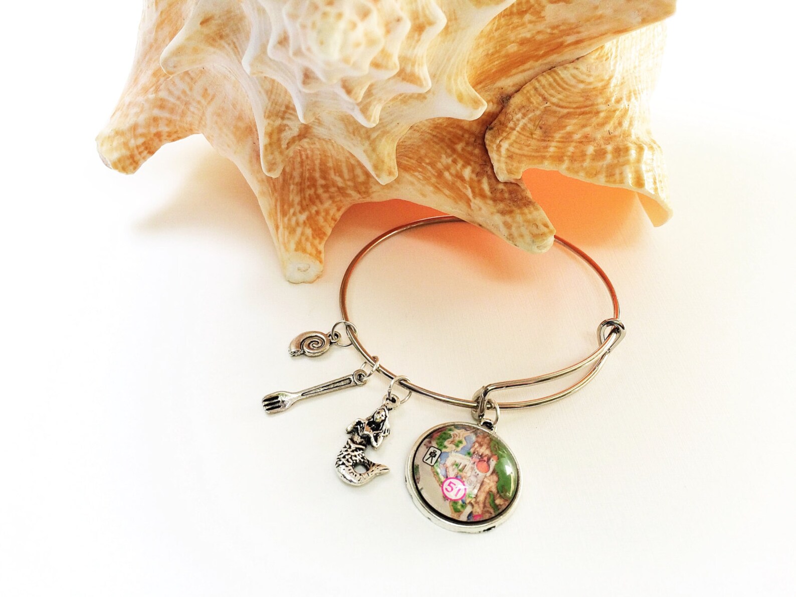 Disney charm bracelet Disney Park map Ariel Little Mermaid | Etsy