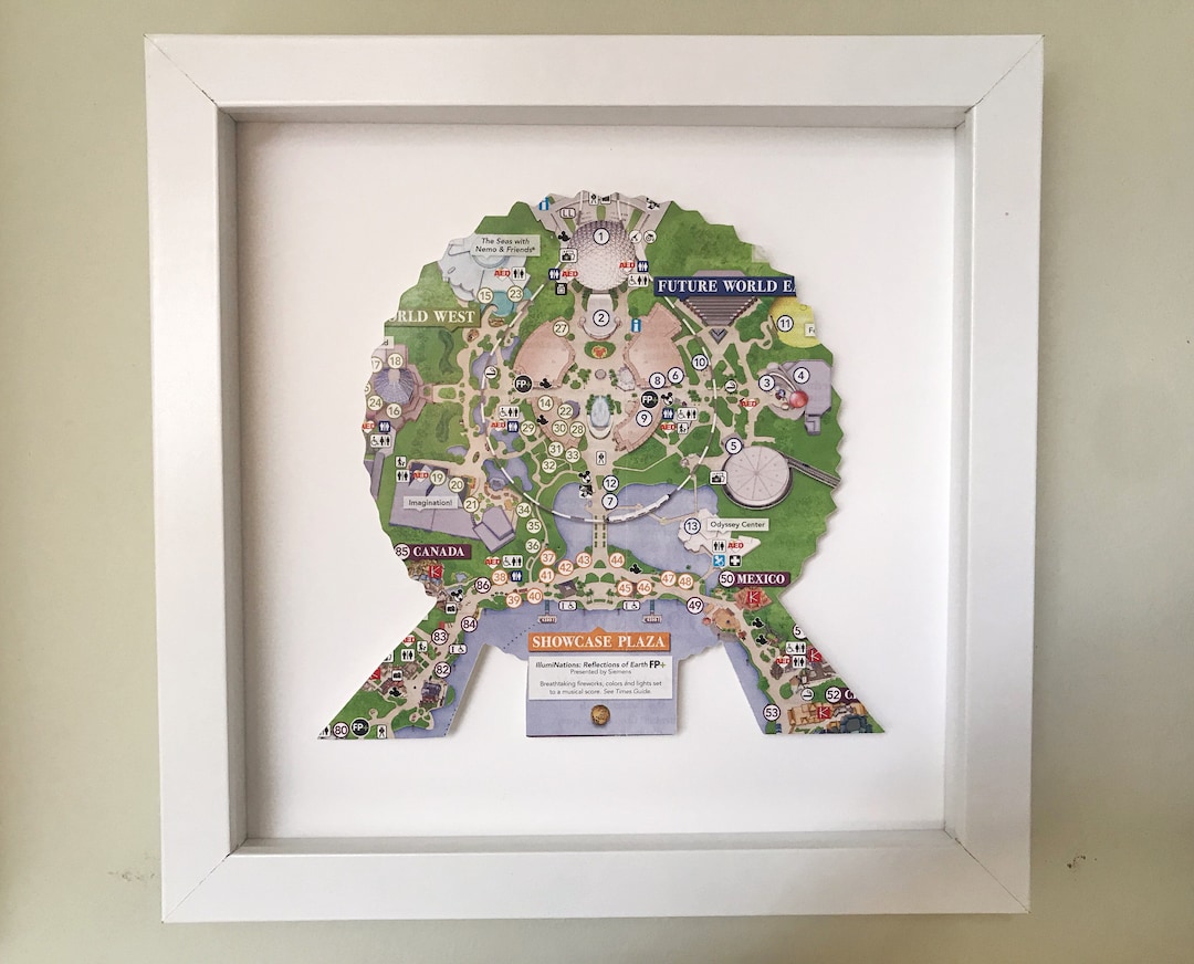 EPCOT Ball, EPCOT Map, Spaceship Earth, Disney Map Wall Art, Disney ...