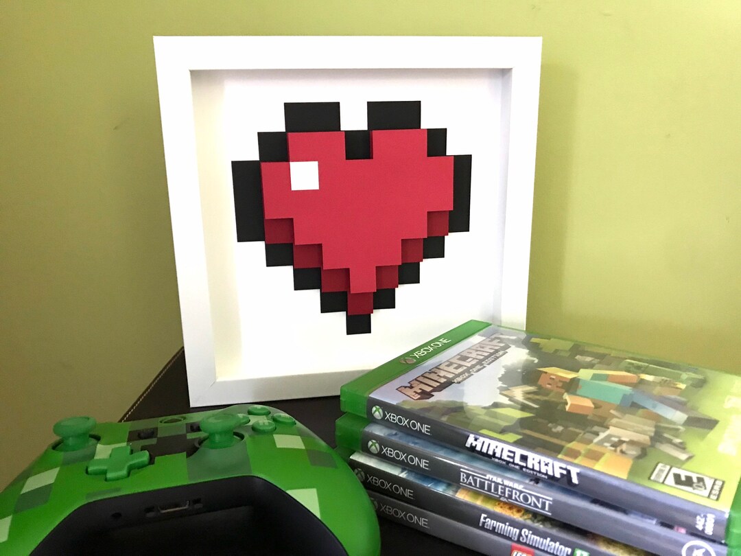 Pixel Gamer Heart Wall Art, 8 Bit, Geek Wedding, Minecraft Wall Art ...