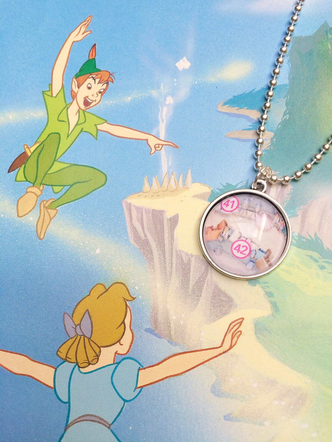 Disney Pendant Necklace Disney Park Map Peter Pan Jewelry - Etsy