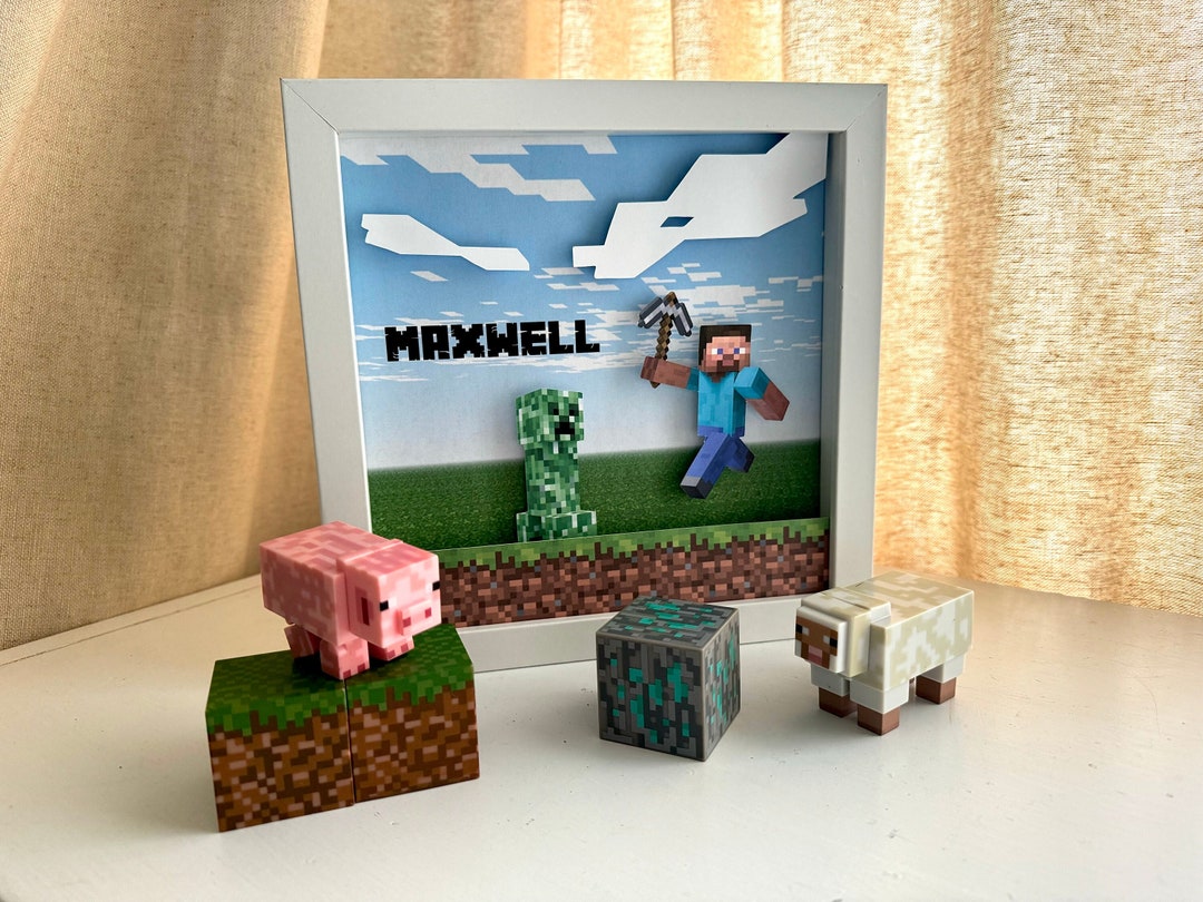 Minecraft Personalized Wall Art, Minecraft Shadowbox, Minecraft Gift - Etsy