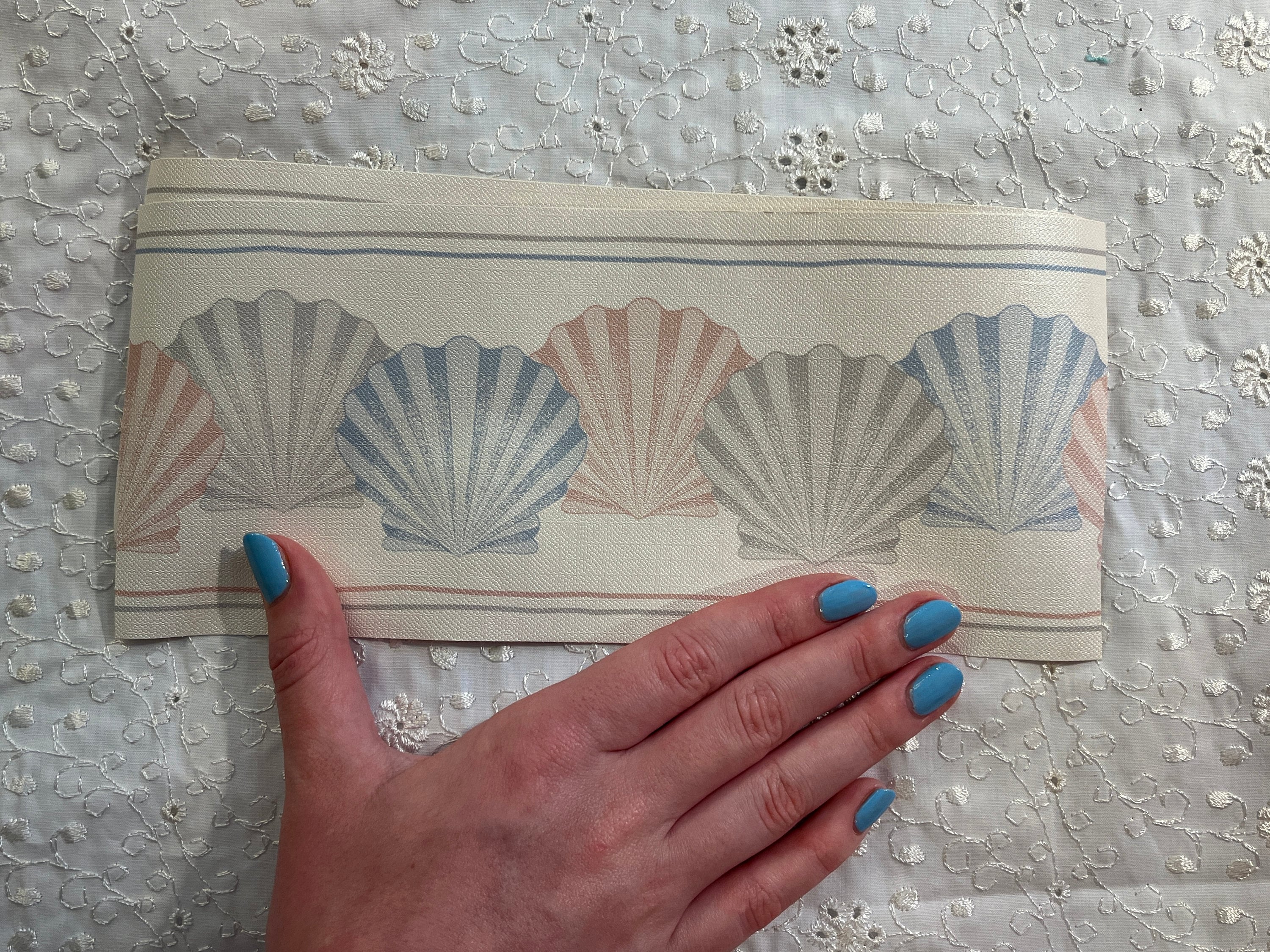 80s Beach Condo, Set of 6 Vintage Wallpaper Border Pieces, Floral and ...