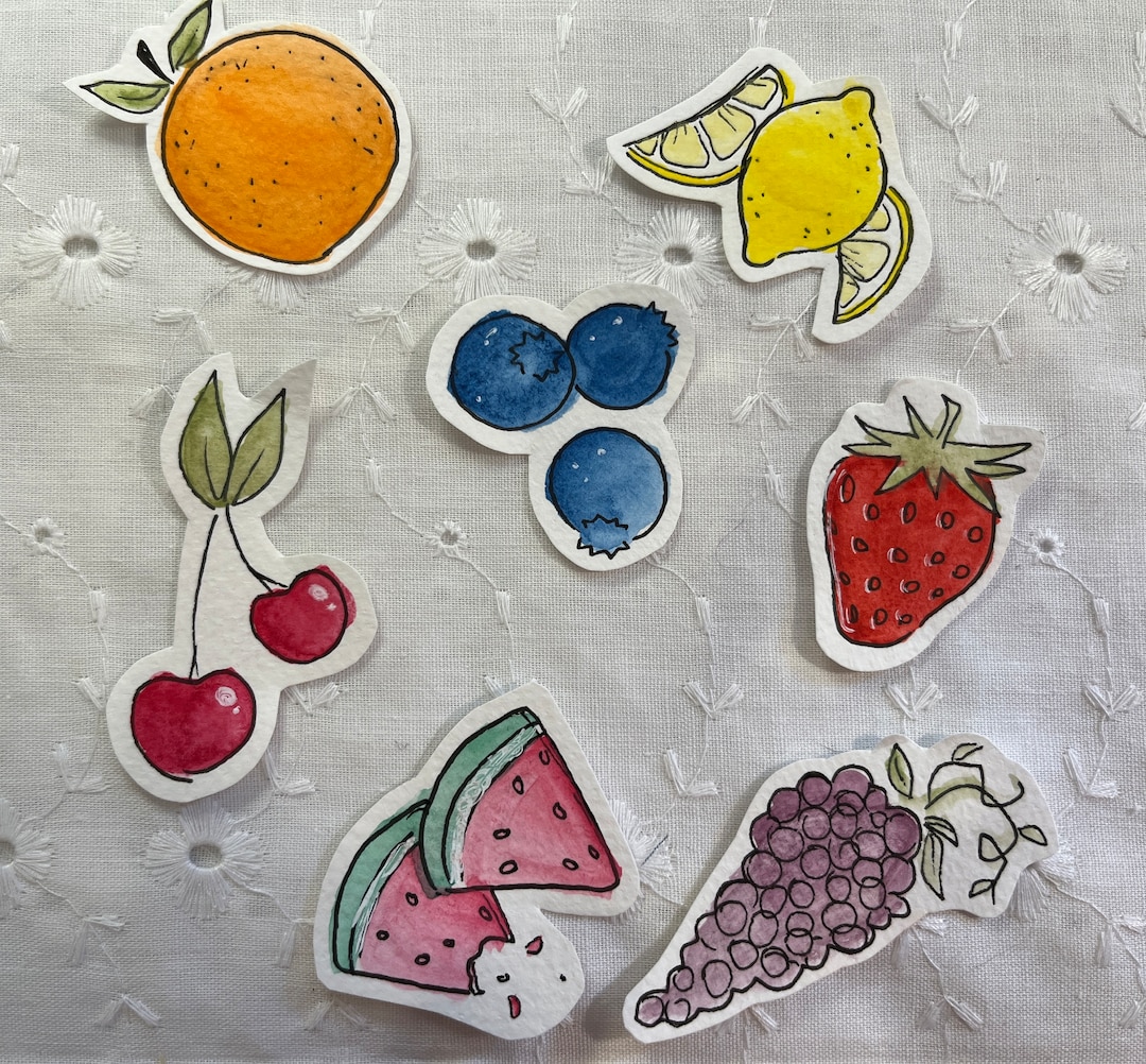 Fruit Salad, Handmade Watercolor Cut Outs, Embellishments, Junk Journal ...
