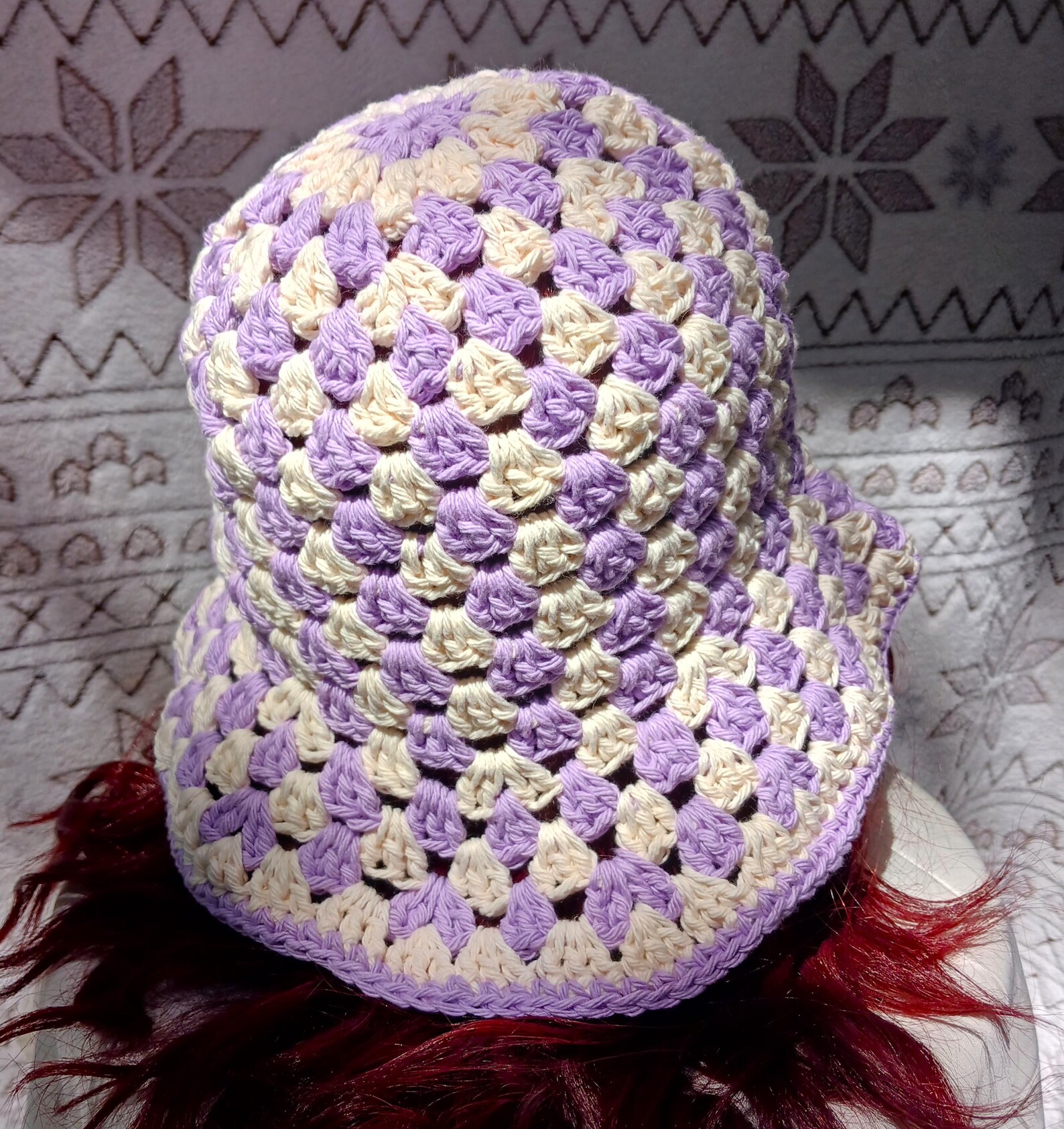 Lavender & White Stripped Bucket Hat, Crochet - Etsy