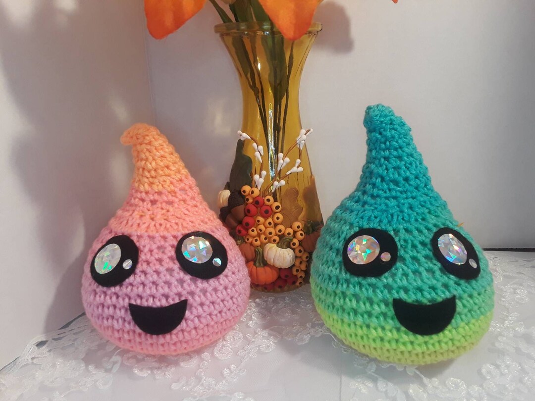 Bright Cheer Drop Plushy, Blue, Pink, Amigurumi, Cheer Drop, Happy - Etsy