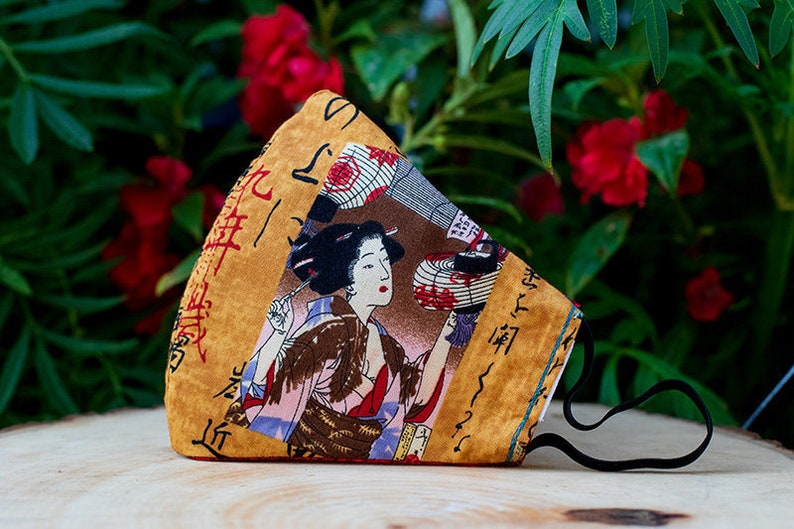 Red Oriental Geisha Face Mask Geisha Mask Aesthetic Face - Etsy