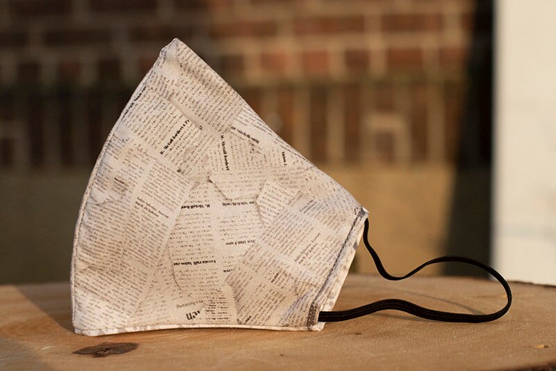 Newspaper Face Mask Made in USA Newspaper Mask Newspaper | Etsy