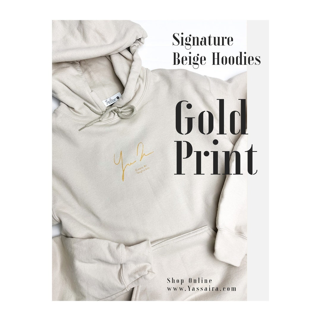 Signature Beige Hoodie - Oversized Hoodie - Aesthetic Hoodie - 90s Hip ...