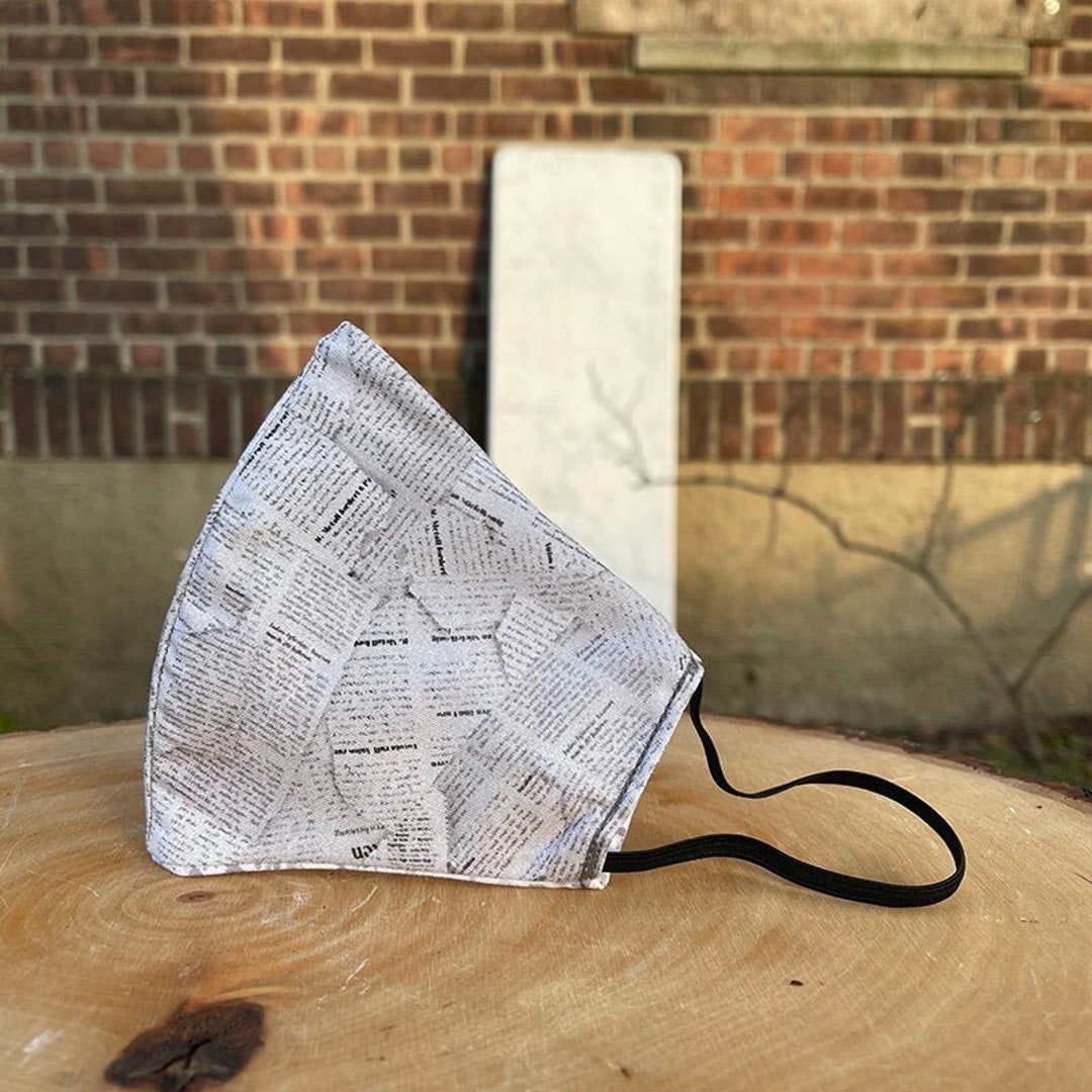 Newspaper Face Mask - Made in USA - Newspaper Mask - Newspaper Print ...