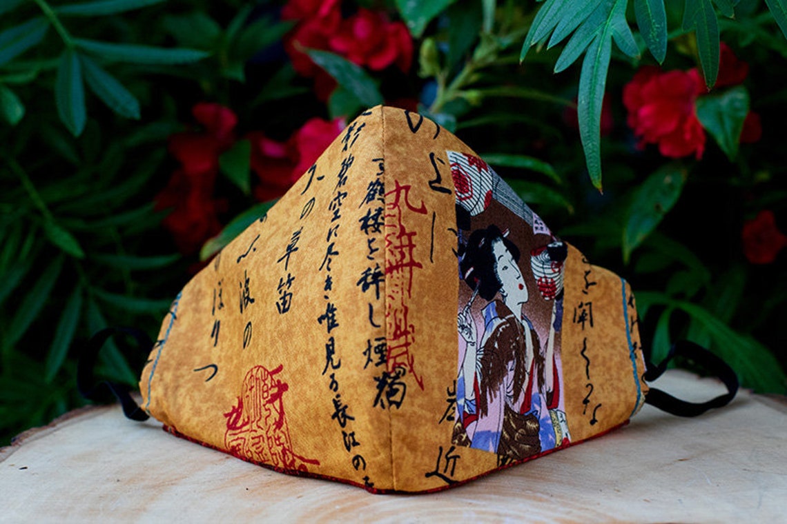Red Oriental Geisha Face Mask Geisha Mask Aesthetic Face | Etsy