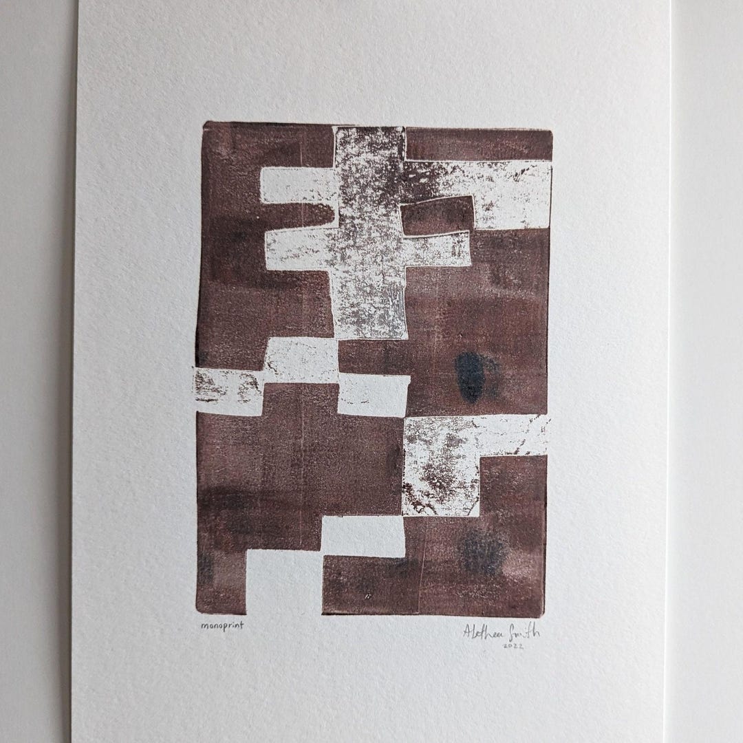 Original Art | Blocks - Wine | Monotype Print on Paper | Unframed - Etsy