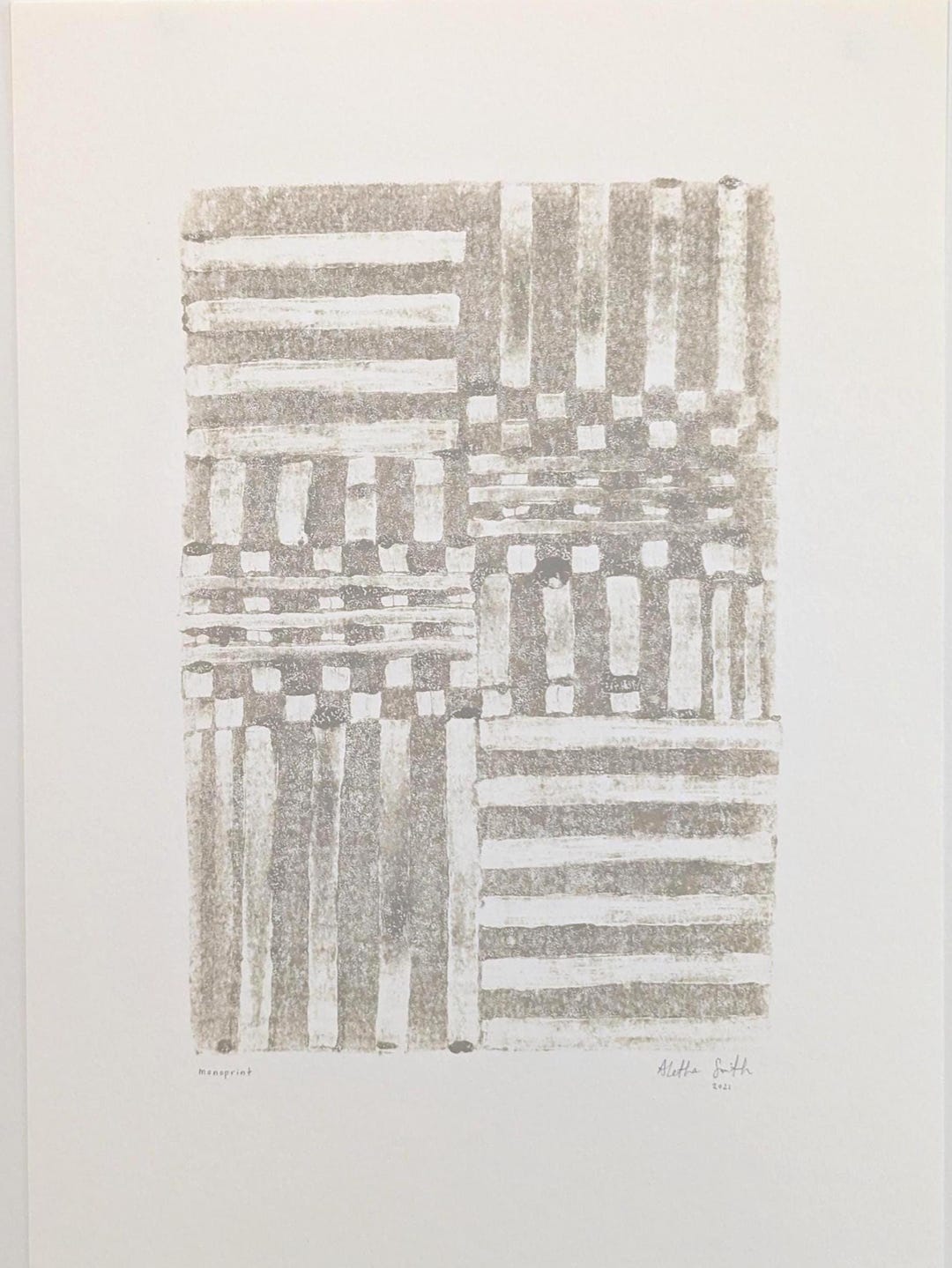 Original Monotype Print | Minimalist Geometric Art | Pewter Weave - Etsy