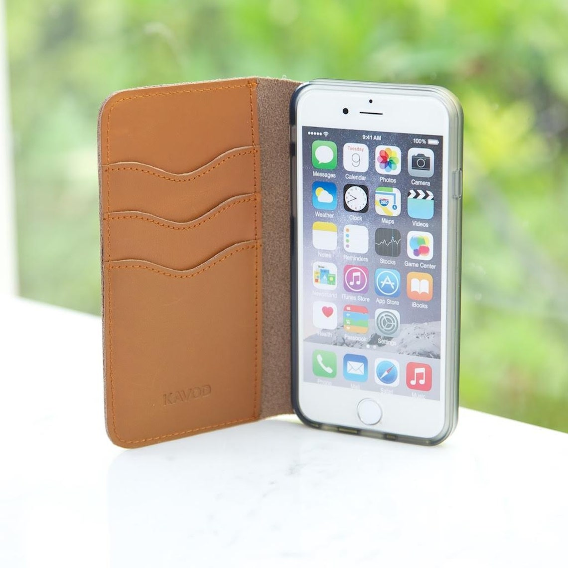 IPhone 5 leather Wallet case cover hand made Light Brown Tan | Etsy