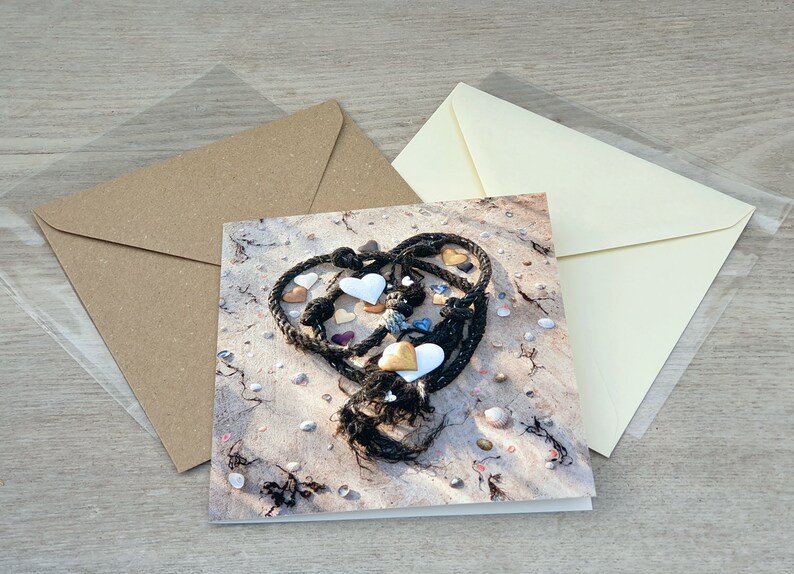 Photo Card, Rope Heart, Hearts, Heart of Rope, Rope, Heart, Shells, Sea ...