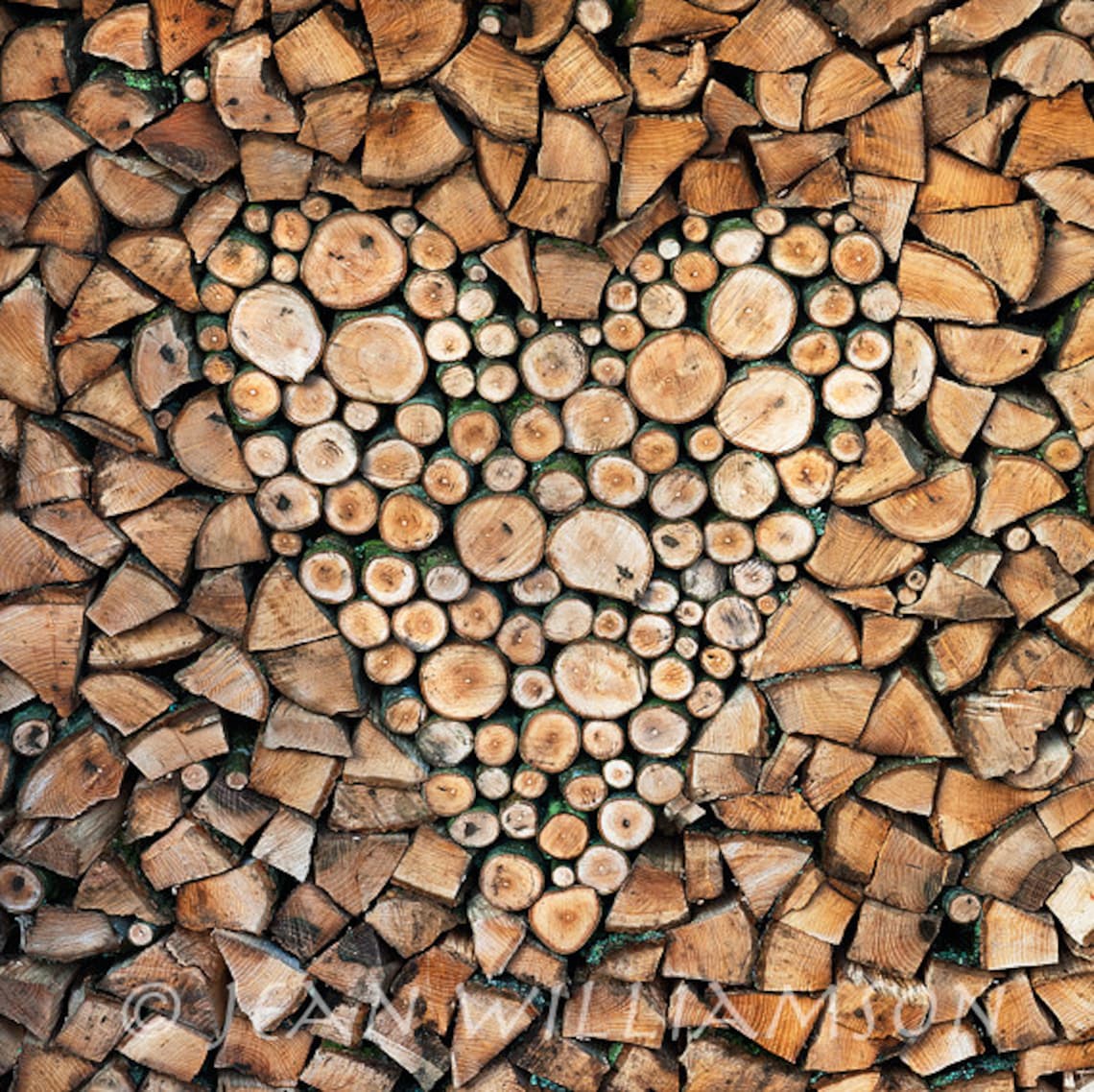 Photo Card, Heart, Woodpile, Wood Stack, Firewood, Square, Blank Inside ...