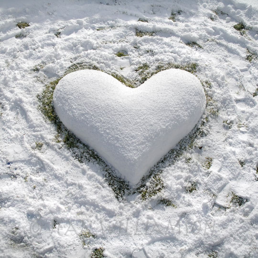 Photo Card, Snow Heart, Heart of Snow, Footprints in Snow, Square ...