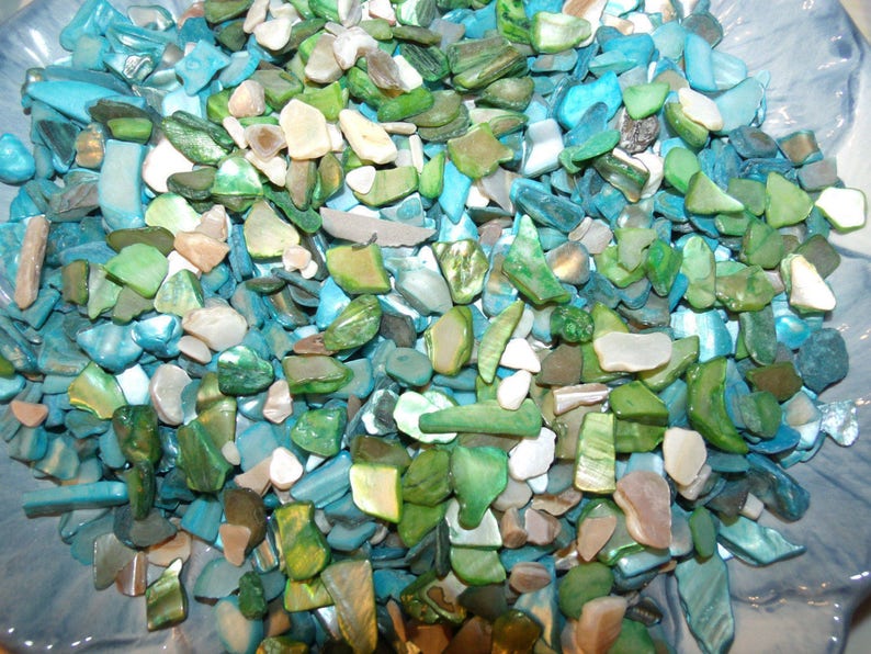 Ivory Turquoise Blue Green Crushed Seashells Sea Shells Mix - Etsy