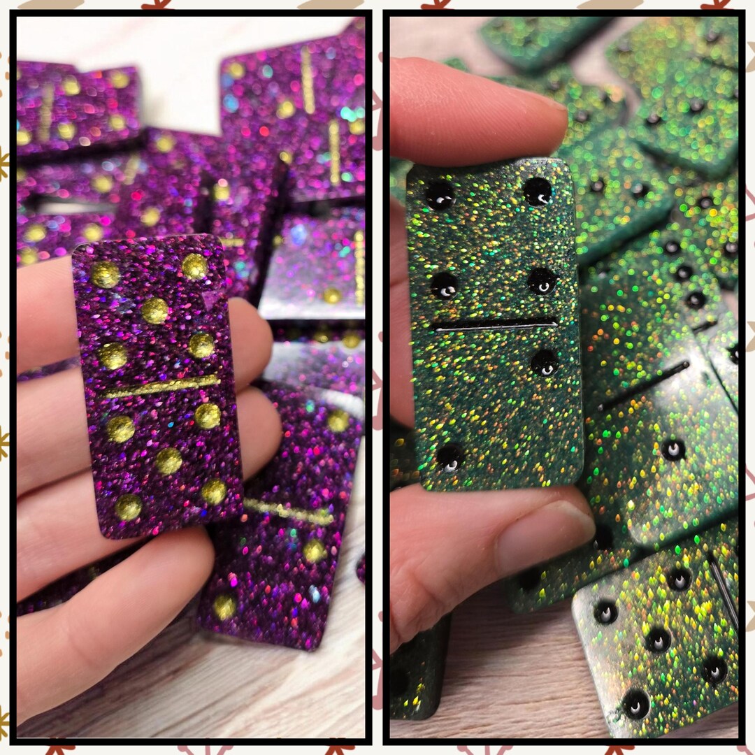 Sparkle and Slam- Iridescent Handmade Resin Dominoes - Etsy