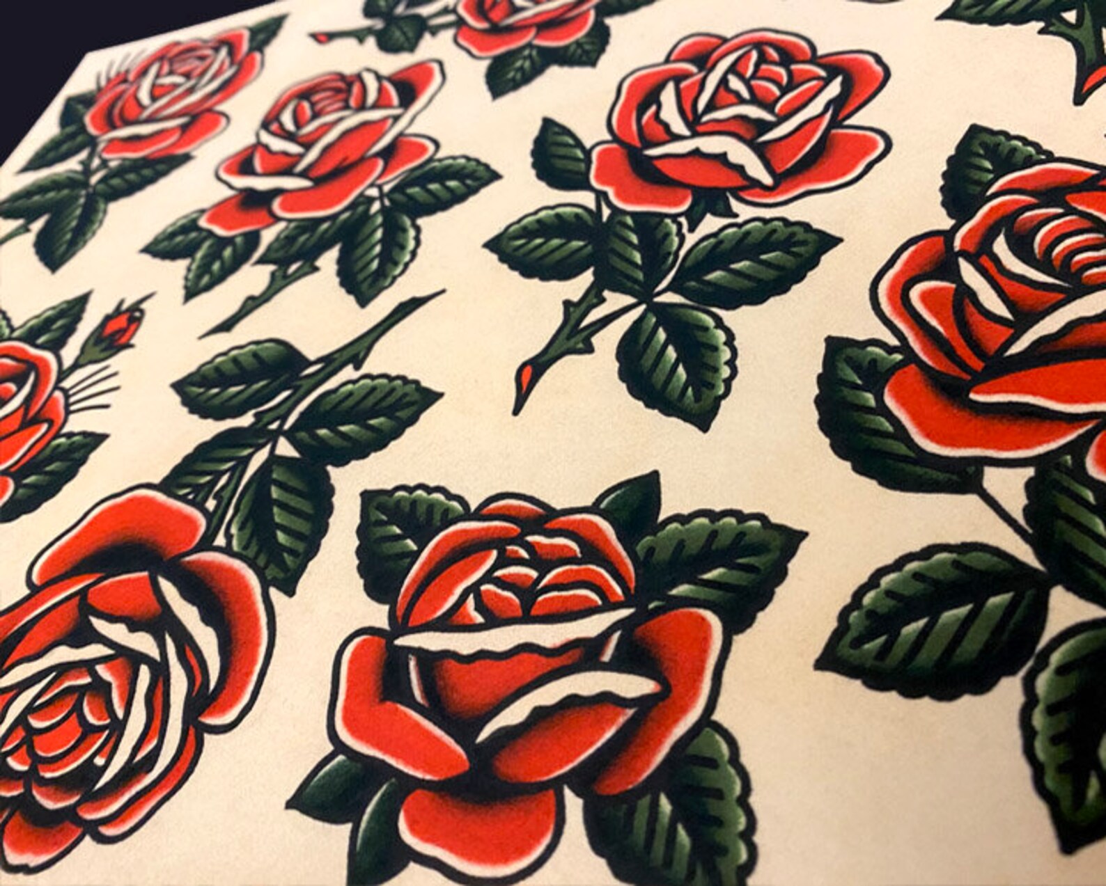 Red Roses Traditional Tattoo Flash Sheet (11x14) - Etsy