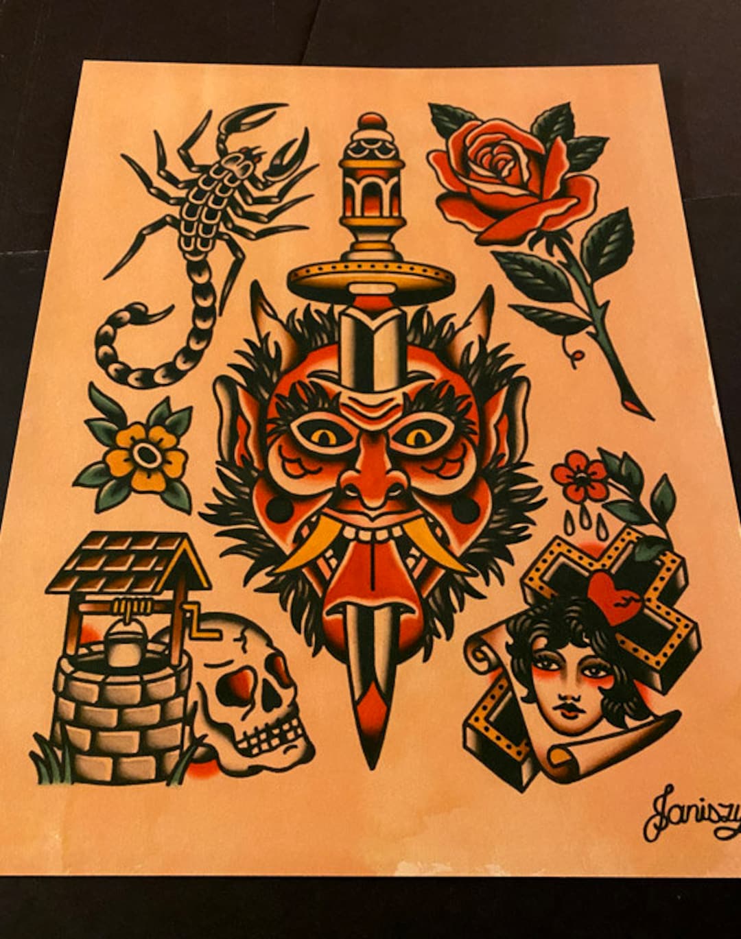 Devil & Dagger Traditional Tattoo Flash Sheet 11x14 - Etsy
