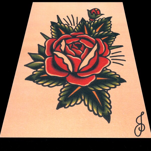 Vintage Rose Tattoo - Etsy