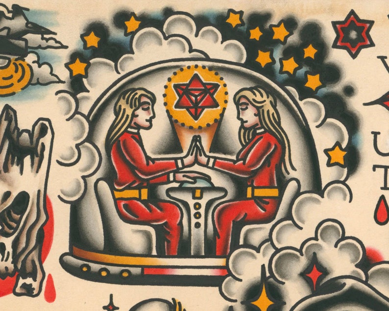 Alien Tattoo Flash Print #4: Ufology Art (11x14) - Etsy