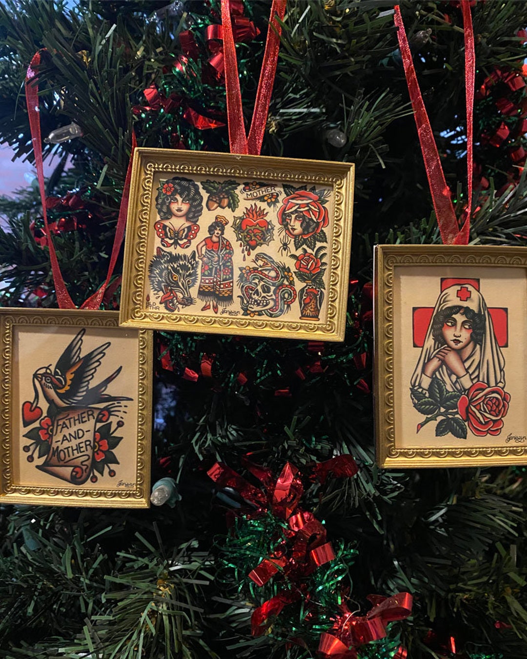Handmade Traditional Tattoo Flash Sheet Christmas Tree - Etsy Australia