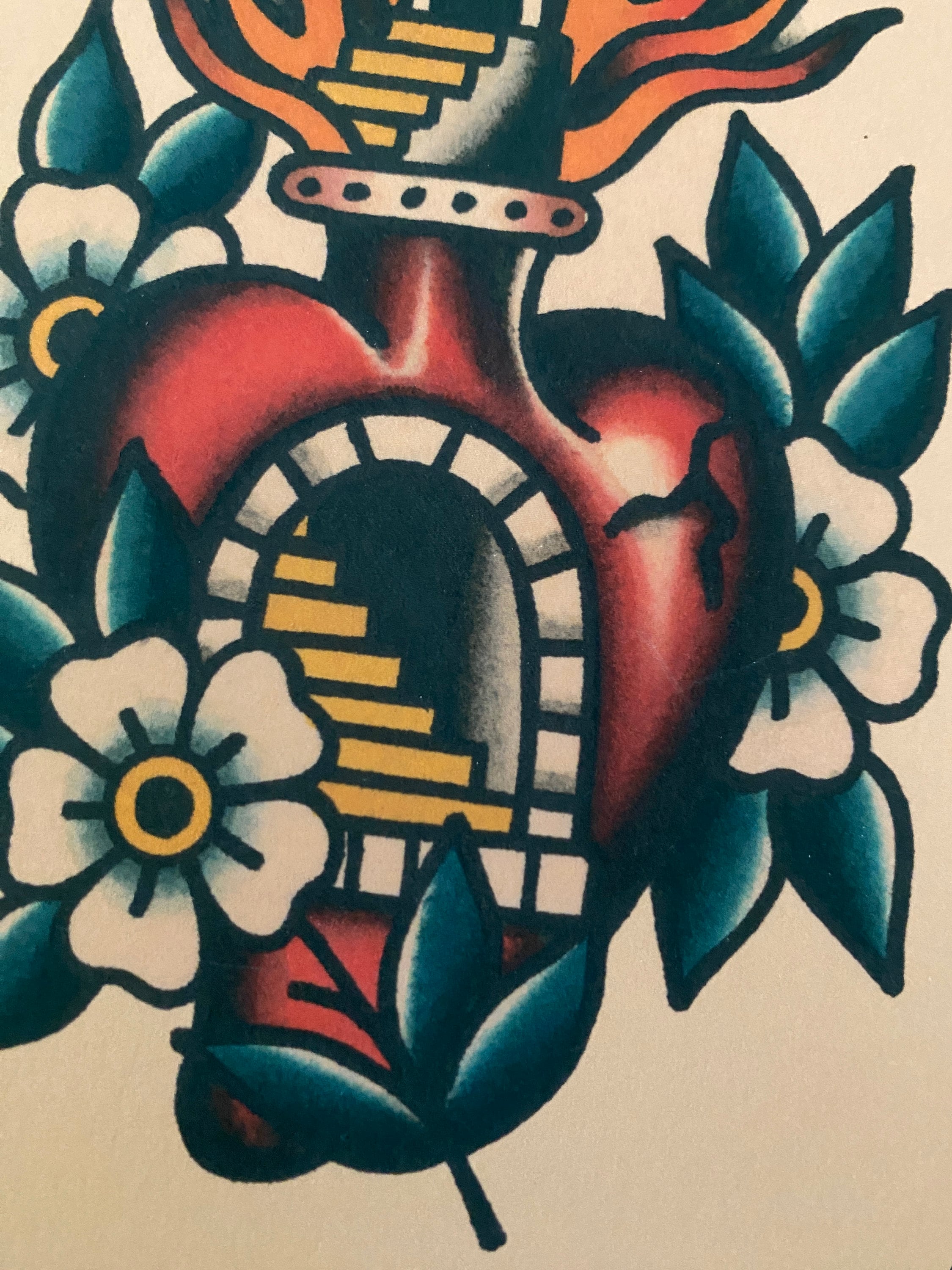 Sacred Heart Walking Path Traditional Tattoo Flash Art Print (5x7) - Etsy