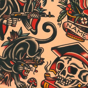 Jungle Reaper American Traditional Tattoo Flash Sheet [2nd Edition ...